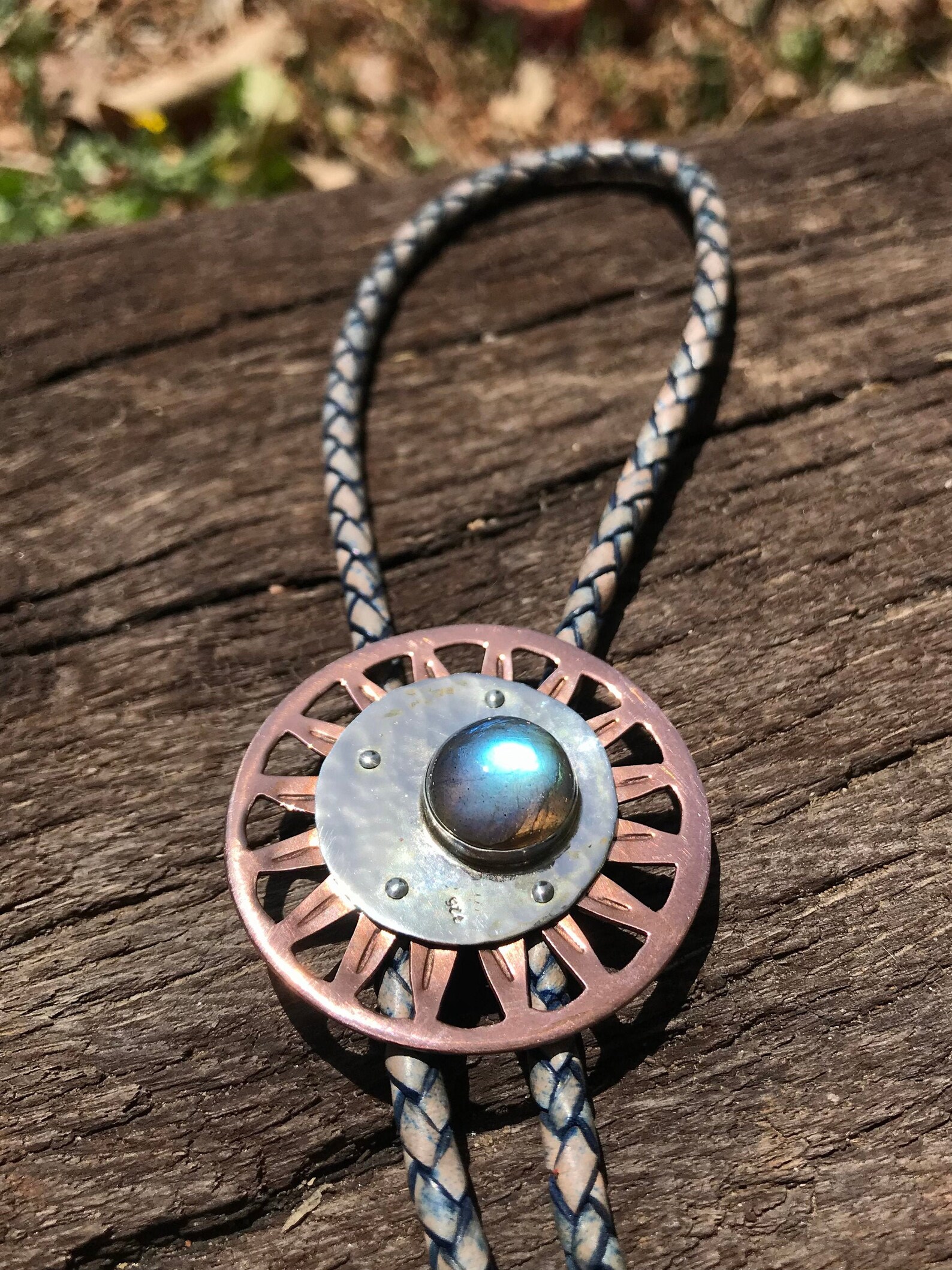 Artisan Large Copper Bolo Tie, Sterling Silver & Gemstone Bolo Tie ...