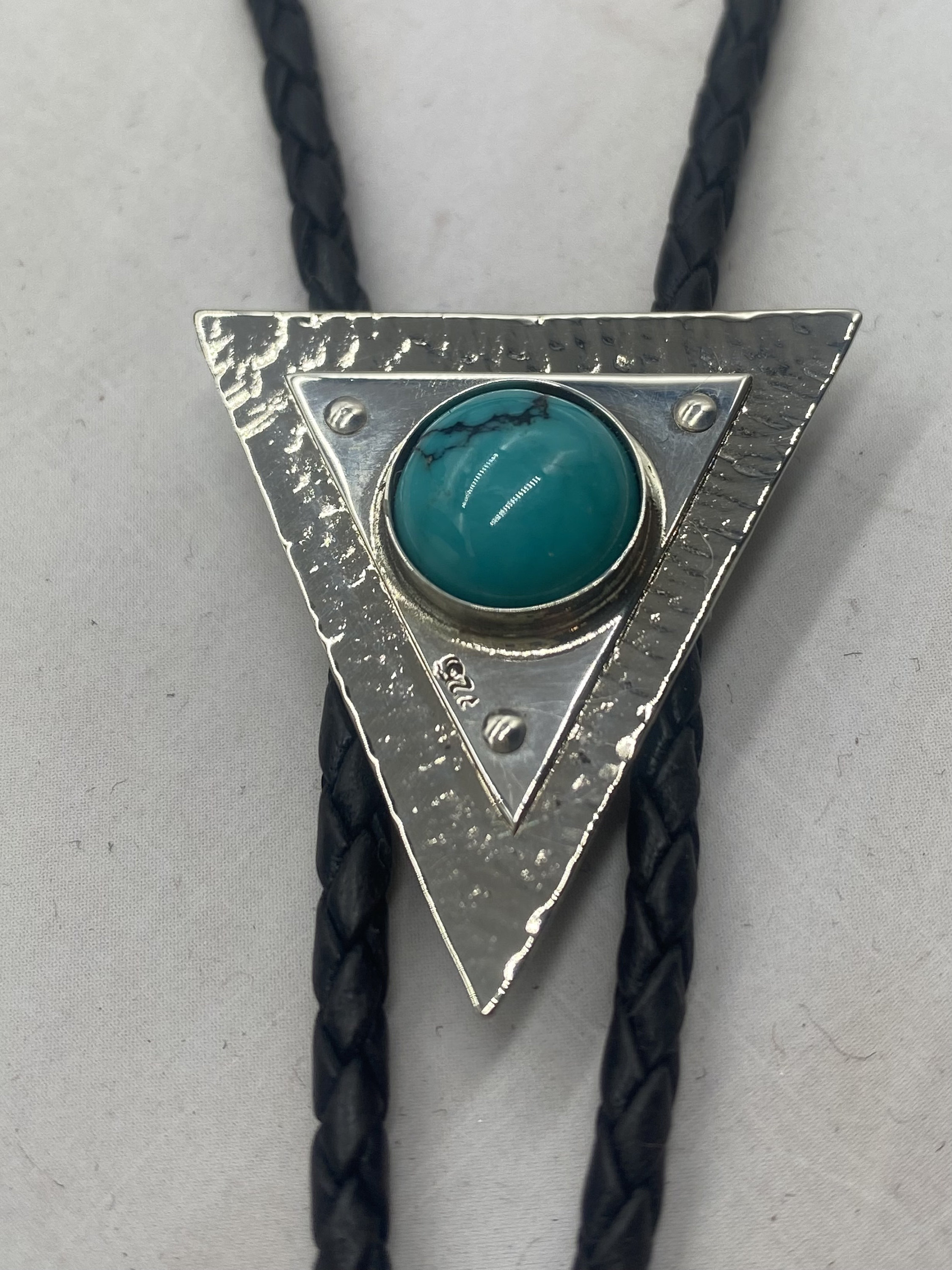 Triangular Turquoise Bolo Tie: Sterling Silver Handmade Western Jewelry ...