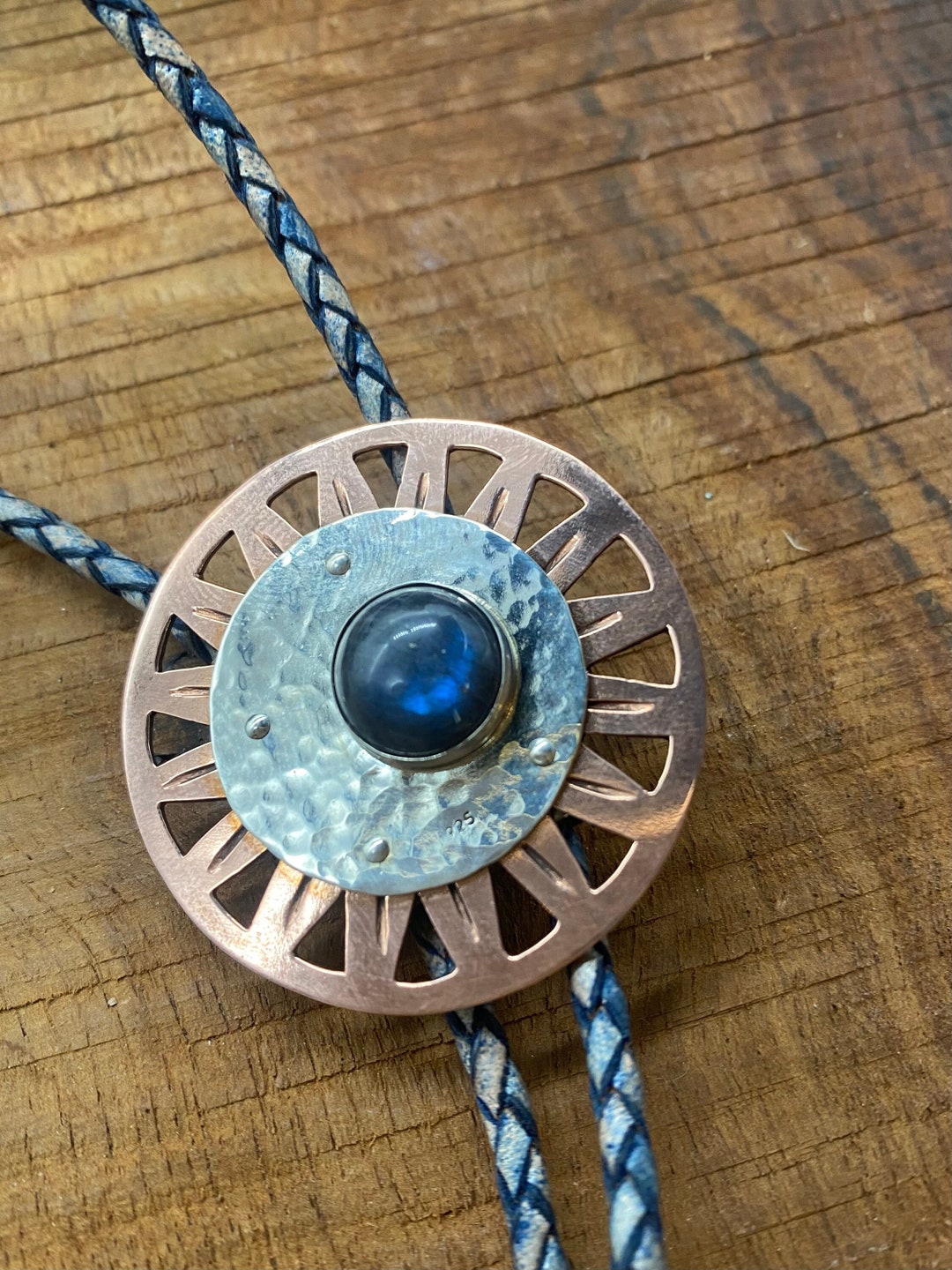 Artisan Large Copper Bolo Tie, Sterling Silver & Gemstone Bolo Tie ...