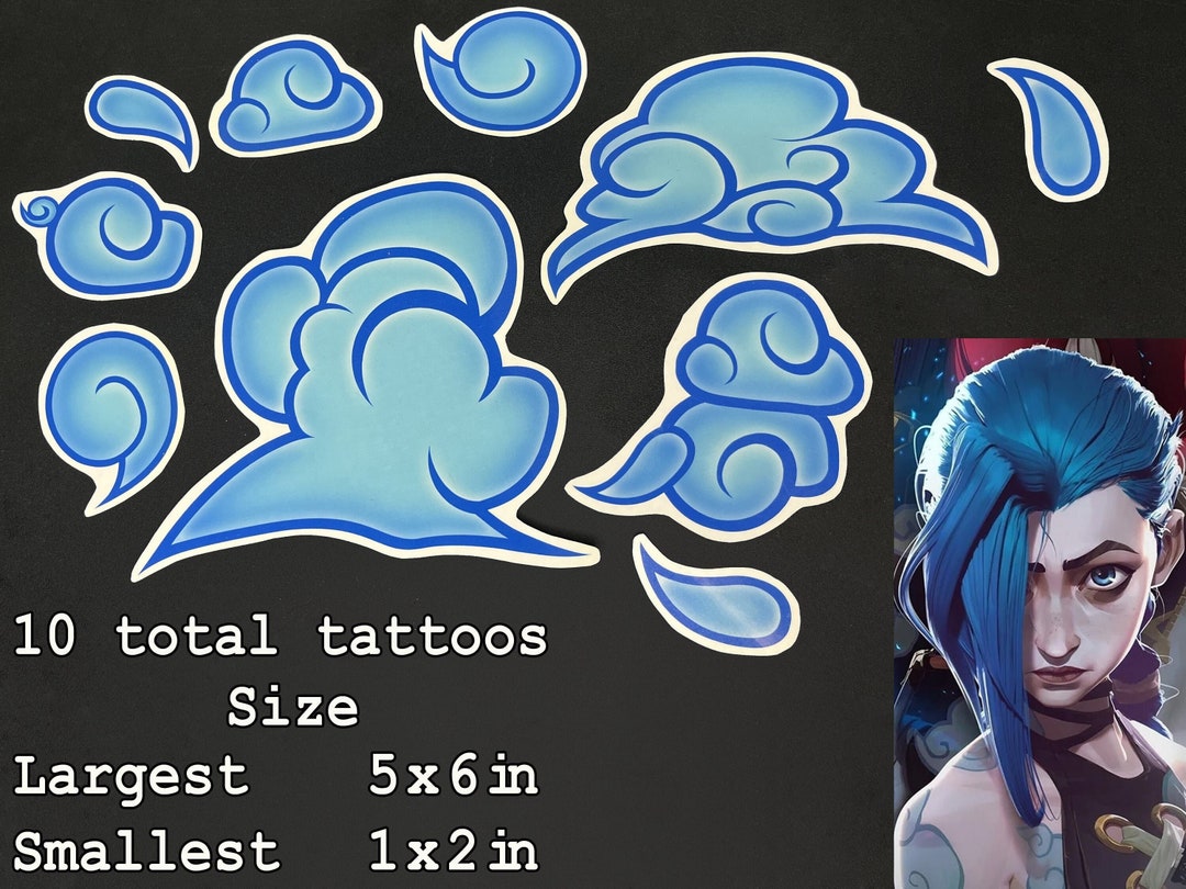 Loose Cannon Jinx Powder Temporary Tattoo | Cloud Tattoo | Cosplay ...