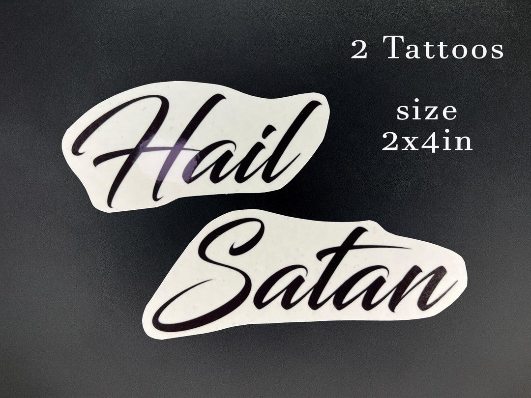 Hail Satan Temporary Tattoo | Halloween Costume | Gothic | Gift for ...