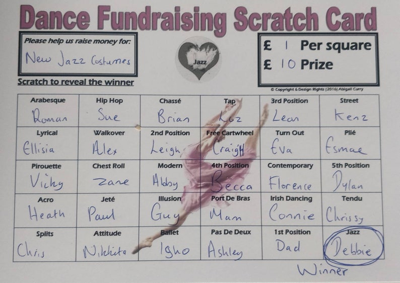 Dance Fundraising Scratch Card - Etsy