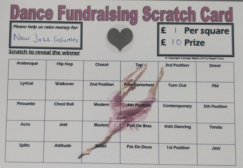Dance Fundraising Scratch Card - Etsy