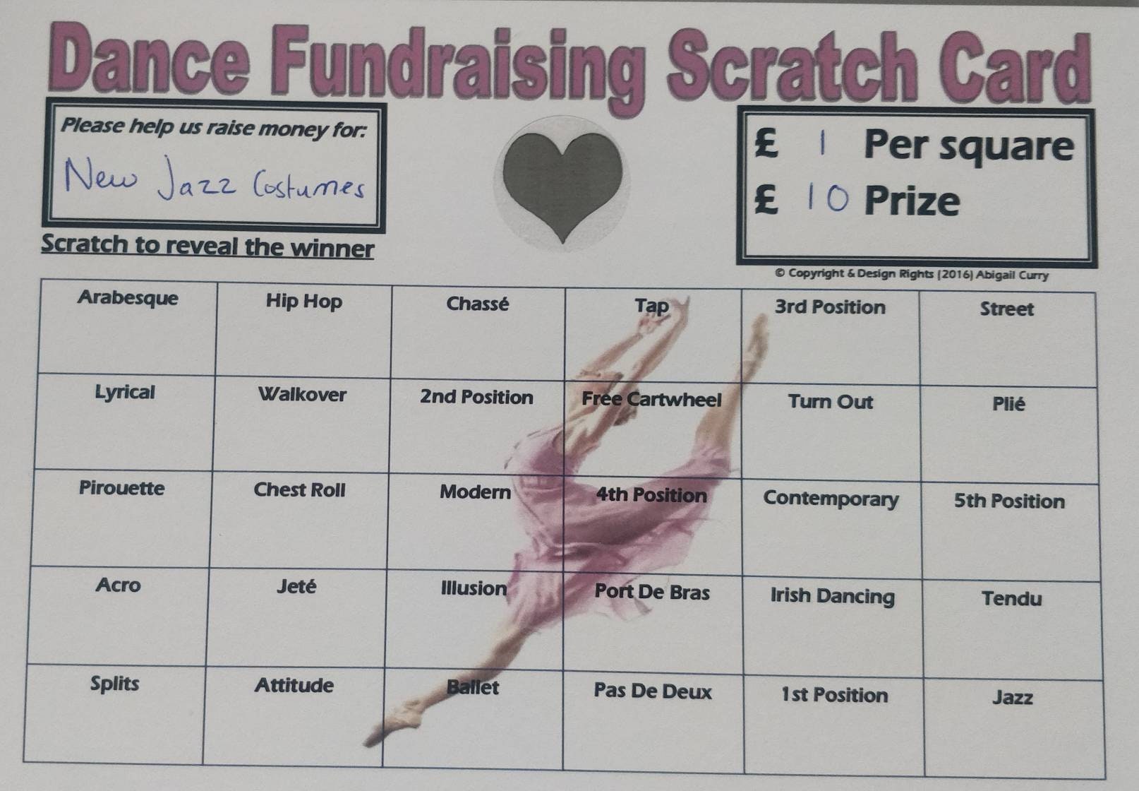 Dance Fundraising Scratch Card - Etsy