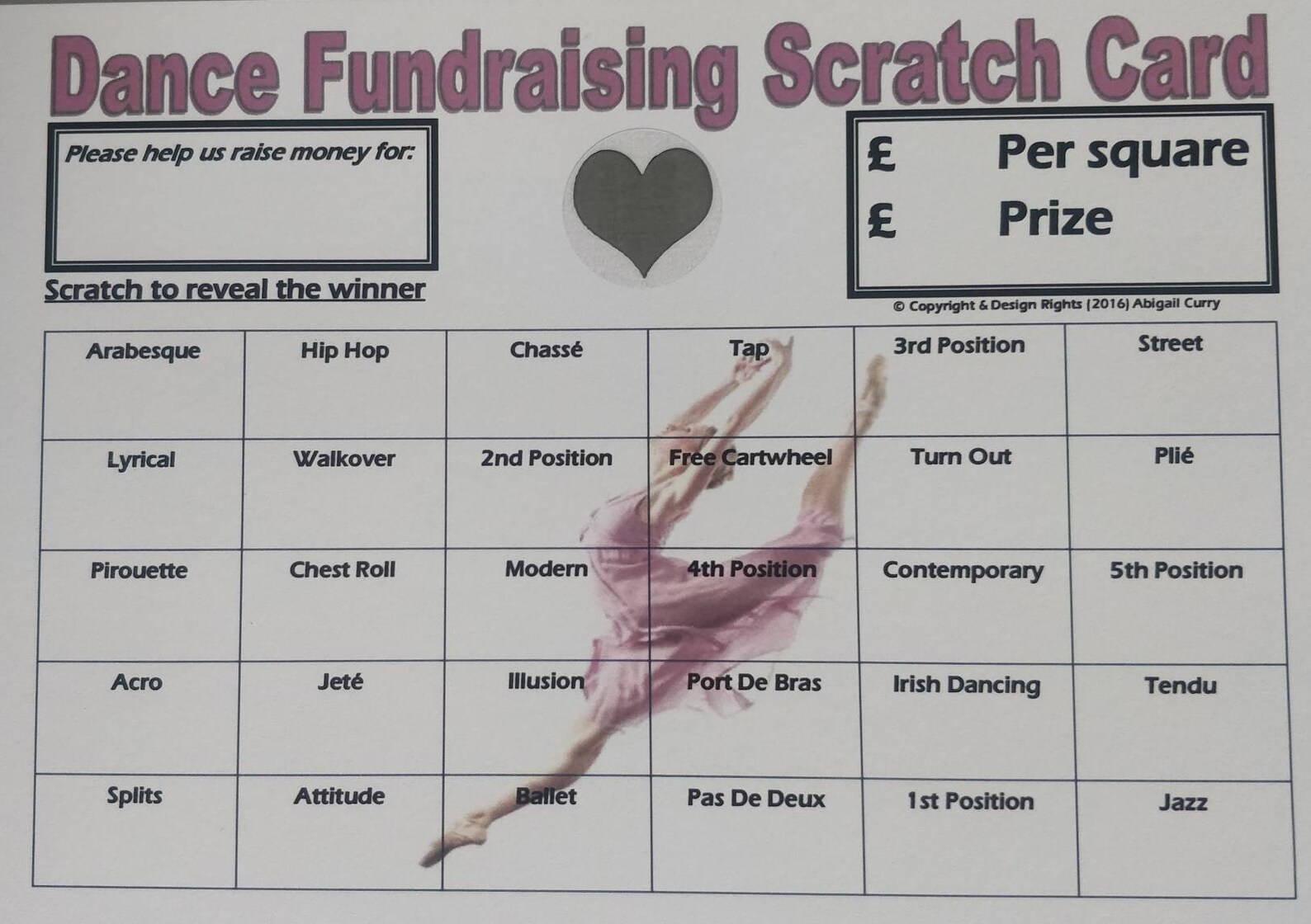 Dance Fundraising Scratch Card - Etsy