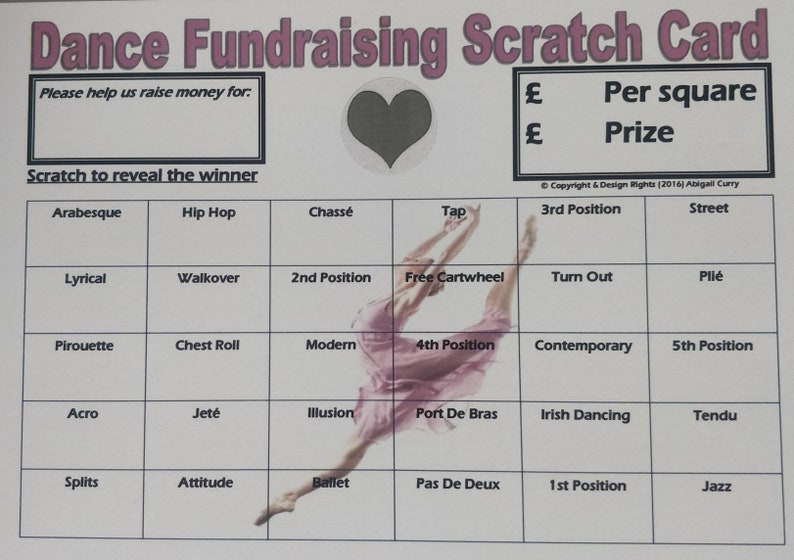 Dance Fundraising Scratch Card - Etsy