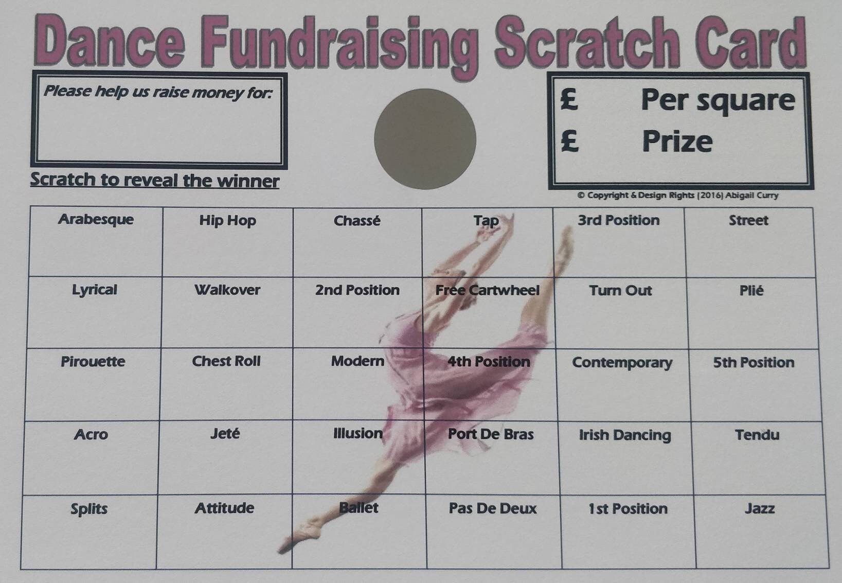 Dance Fundraising Scratch Card - Etsy