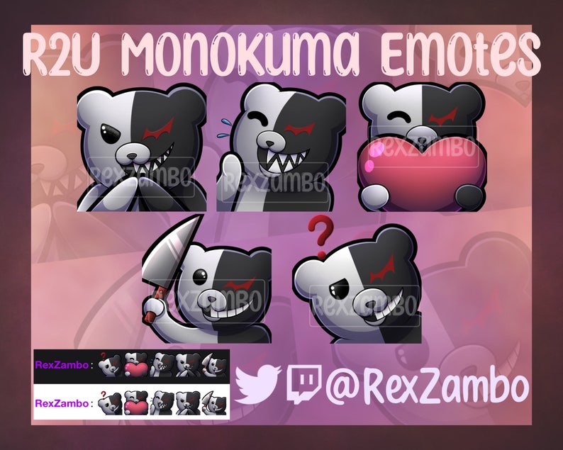 Monokuma Emotes Ready to Use Twitch Emotes Streamer Emotes Danganronpa ...