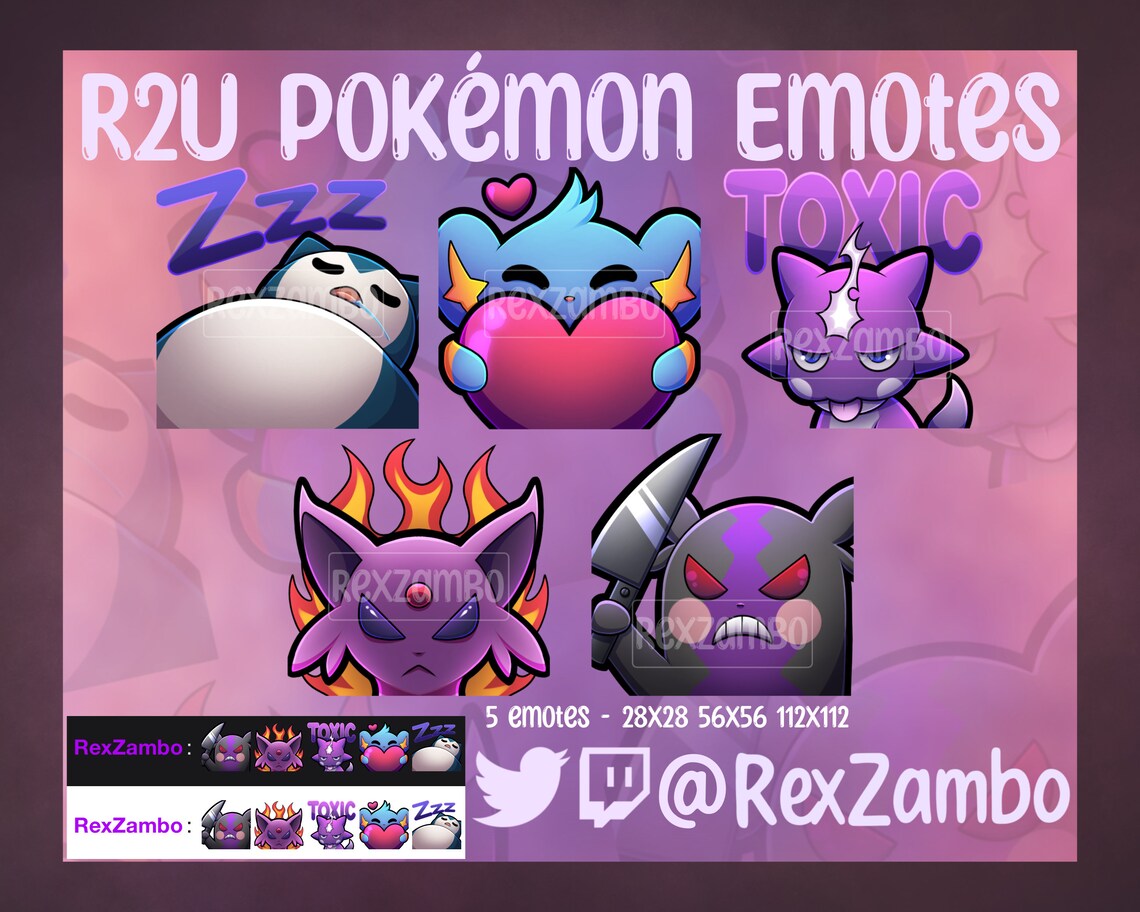 Assorted Pokemon Emotes Ready to Use Twitch Emotes Espeon Snorlax Shinx ...