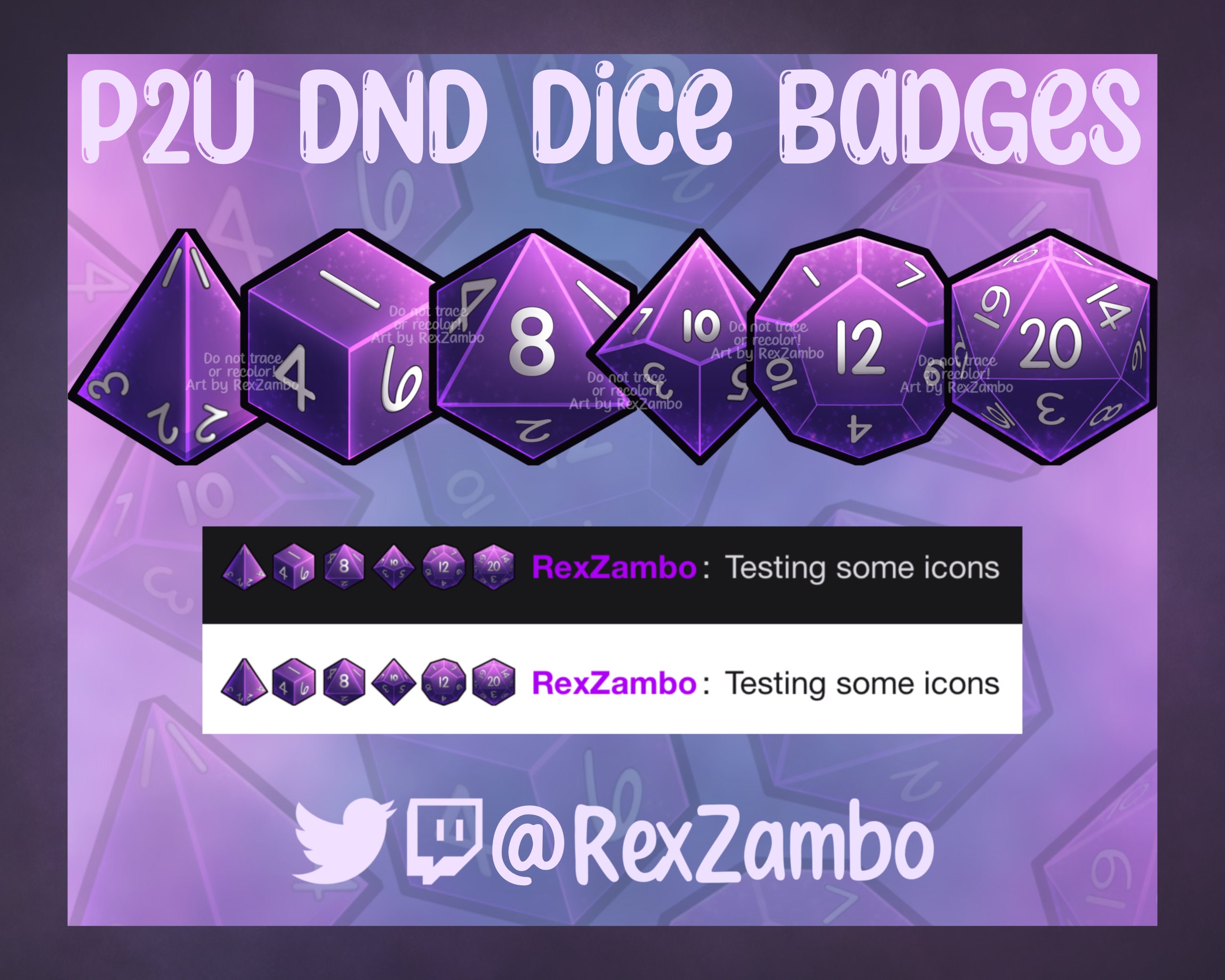 Purple Dnd Dice Badges | Twitch Badges | Ready to Use | Sub or Bit ...