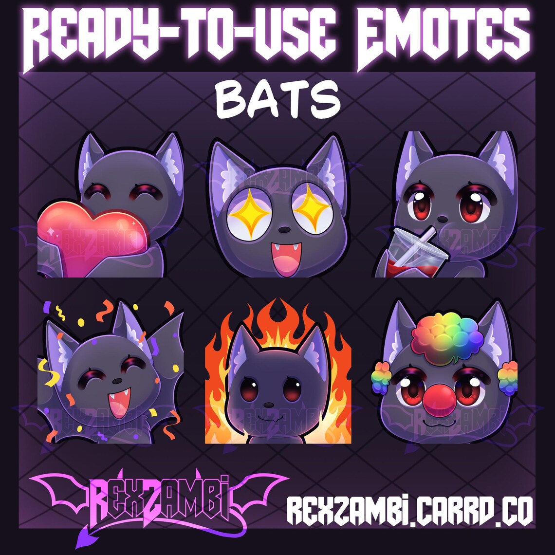 Static Bat Emote Bundle for Streaming | Streamer Emotes | Bat Twitch ...