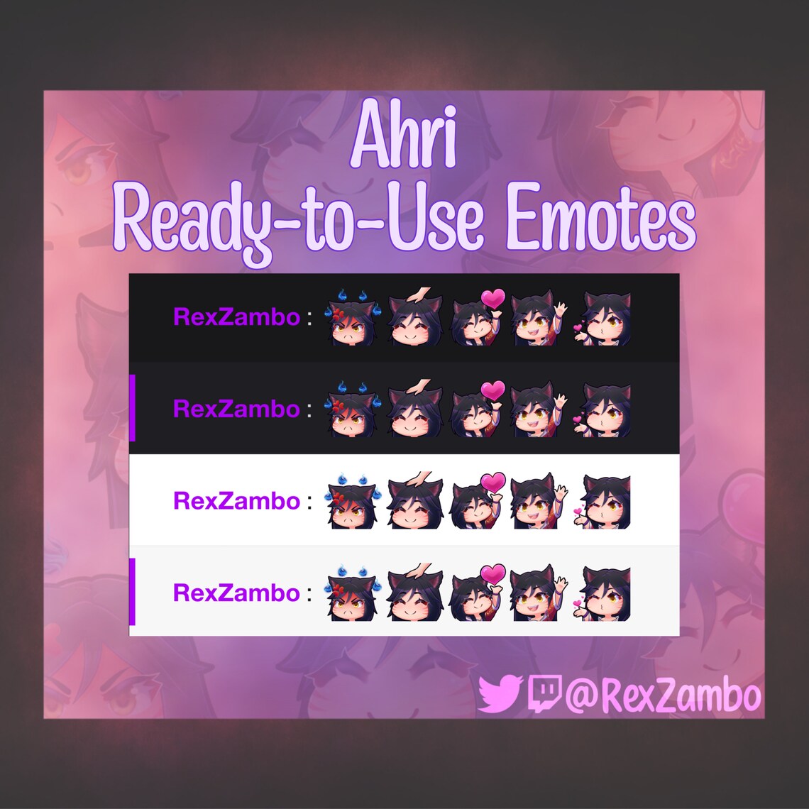 Ahri Emotes League of Legends Twitch Emotes Ready to Use - Etsy