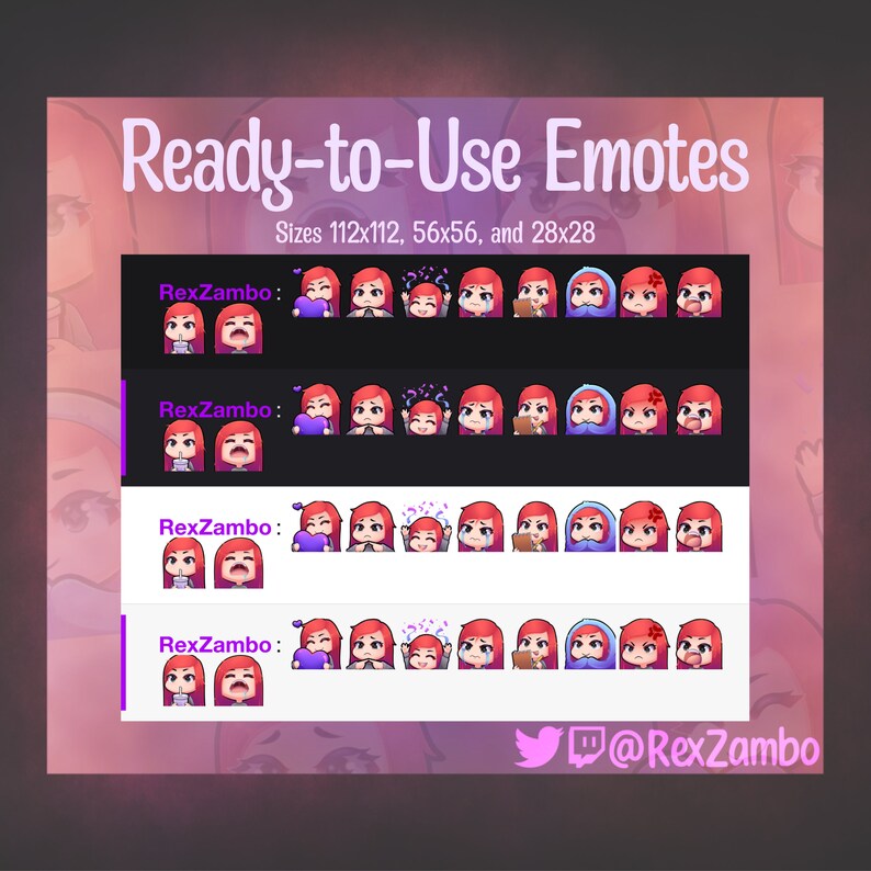 Generic Red Hair Emotes Ready to Use Femme Presenting Streamer Emotes ...