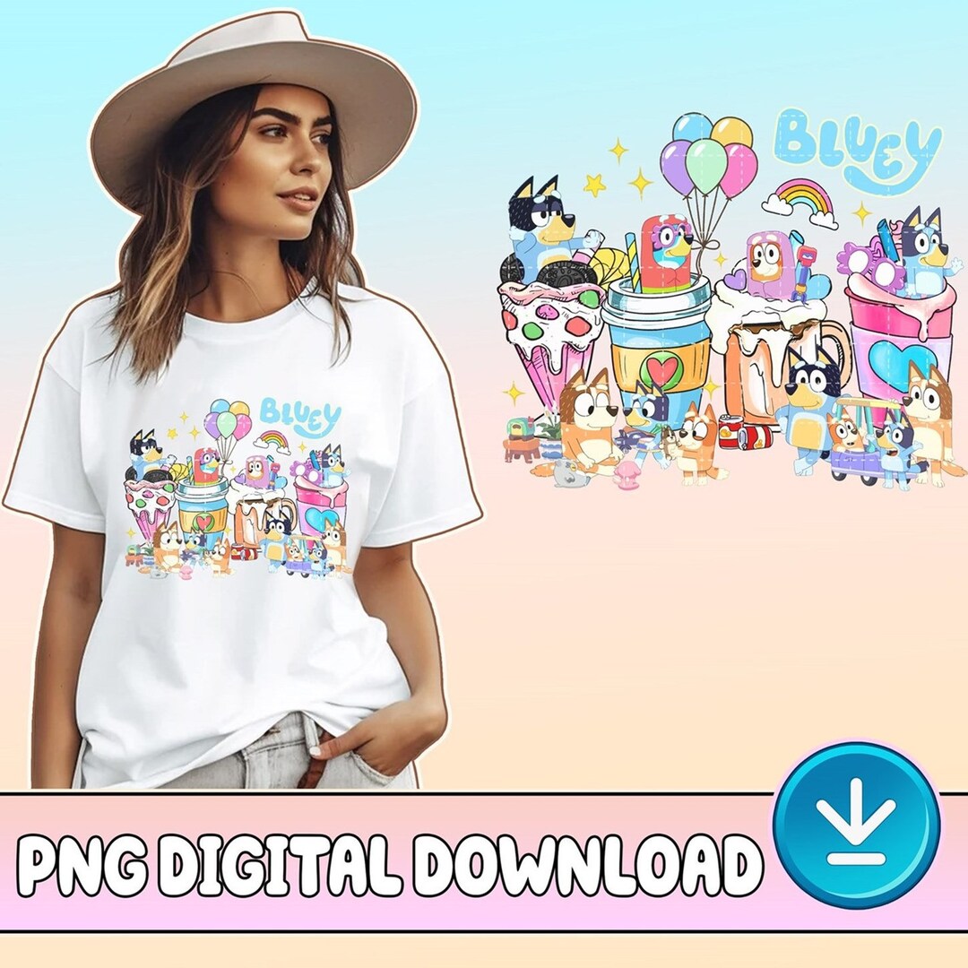Bluey and Iced Coffee PNG, Bluey Coffee PNG, Funny Bluey Png, Bluey ...