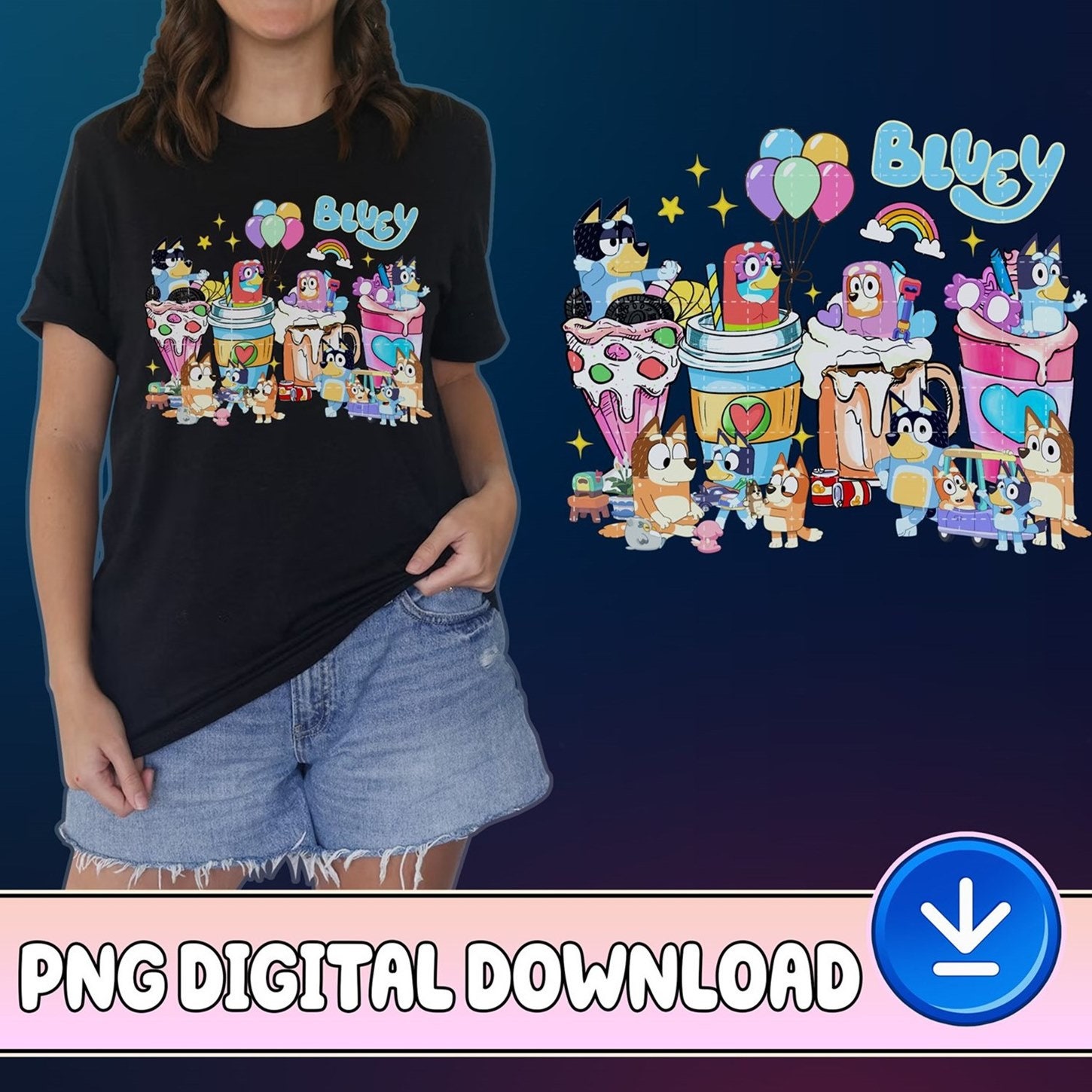 Bluey and Iced Coffee PNG, Bluey Coffee PNG, Funny Bluey Png, Bluey ...