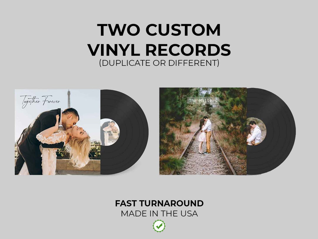 Two Custom 12" Vinyl Records Pictures on Cover and Labels Black ...