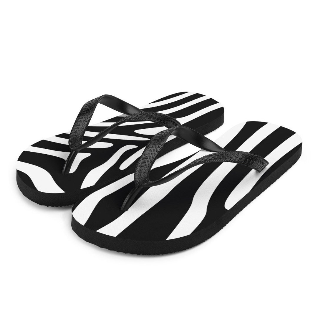 Animal Print Zebra Flip Flop Sandals Unique Slippers for Women and Men ...