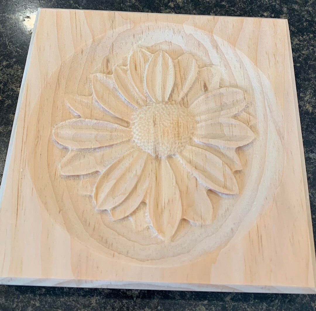 Daisy Flower Engraving Trim Wood, Corner Trim Block, Door Trim Block ...