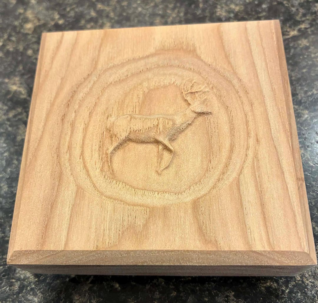 Deer 7 Engraved Wood Block Custom Hardwood Rosette Decorative Trim ...
