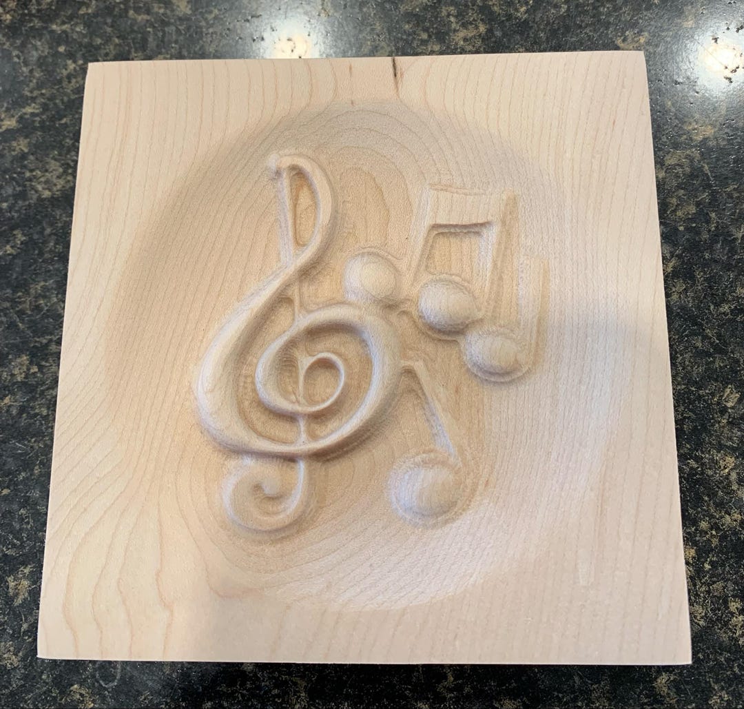 Music Notes Engraved Wood Block Custom Hardwood Rosette Decorative Trim ...