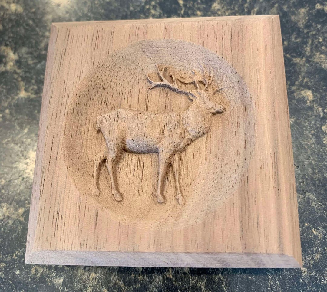 Red Deer Engraved Wood Trim Block: Wildlife Rosette - Etsy