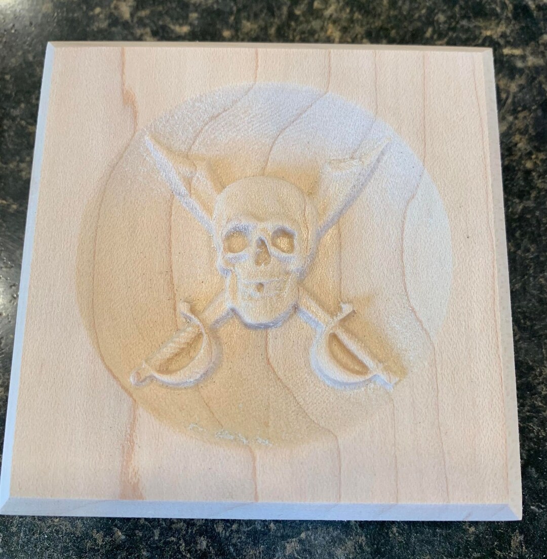 Skull & Cutlass Engraved Wood Trim Block: Pirate Decor - Etsy