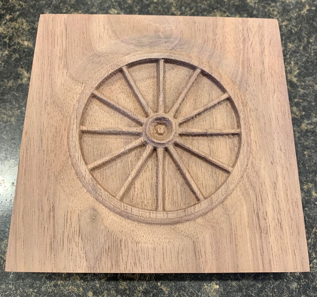 Stage Coach Wagon Wheel Engraving Trim Wood, Corner Trim Block, Door ...