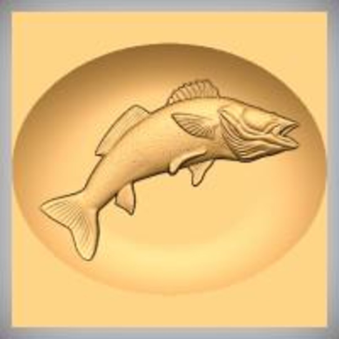 Walleye Fish Engraved Wood Block Custom Hardwood Rosette Decorative ...