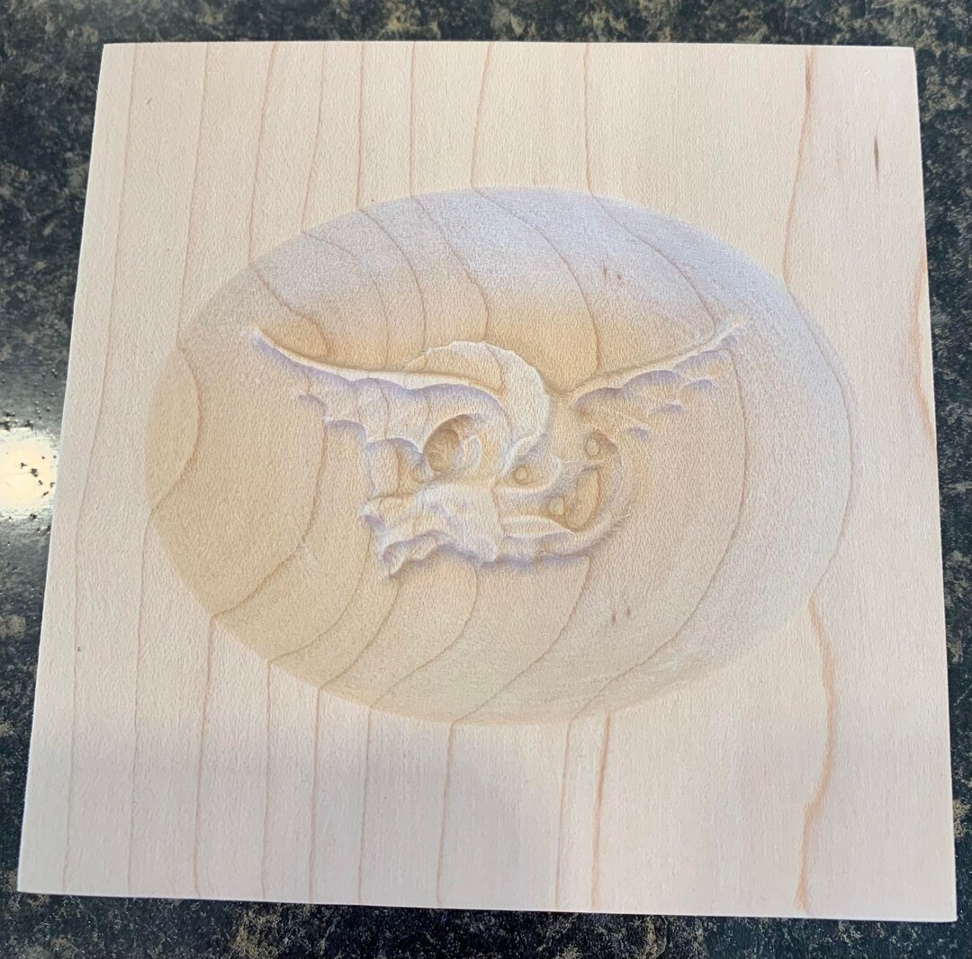 Dragon Engraved Wood Rosette: Flourish Trim Block - Etsy