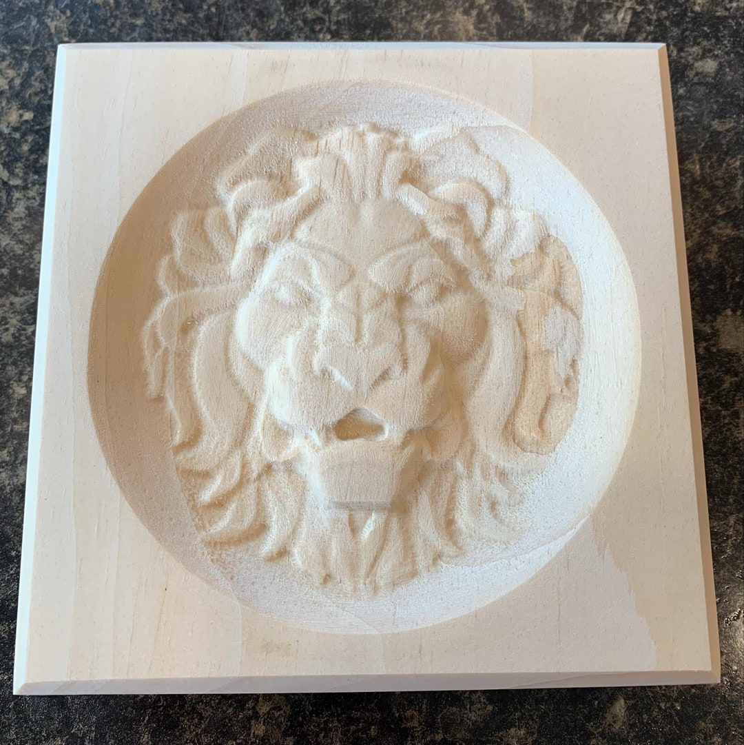 Lion Head 5 Engraving Trim Wood, Corner Trim Block, Door Trim Block ...
