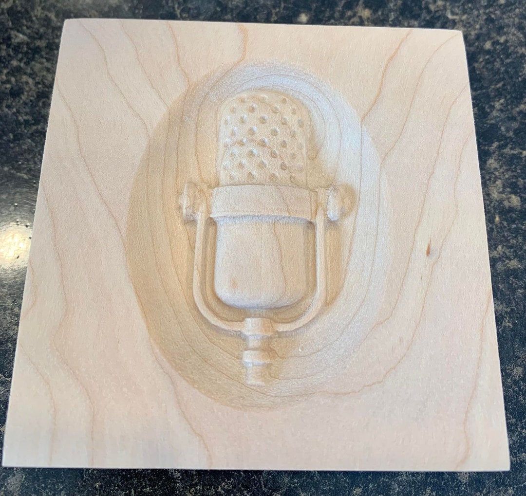 Vintage Microphone Engraved Wood Block Custom Hardwood Rosette ...