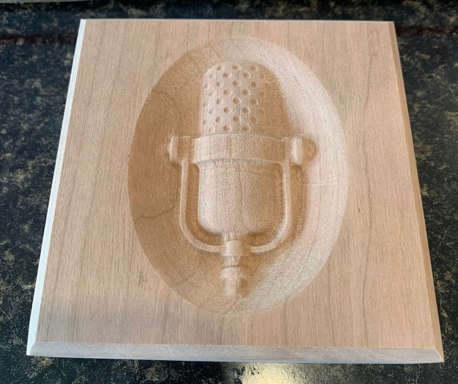 Vintage Microphone Engraved Wood Block Custom Hardwood Rosette ...