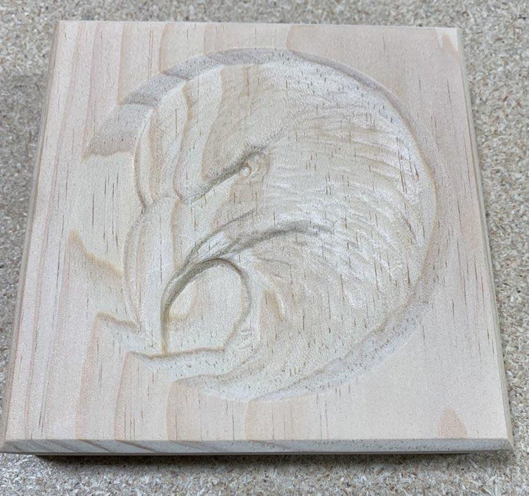Eagle Portrait Engraved Wood Block Custom Hardwood Rosette Decorative ...