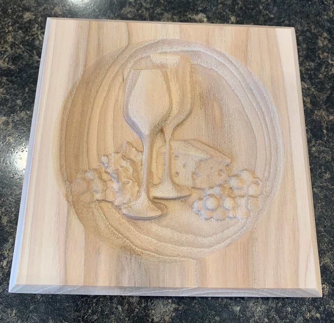 Wine and Cheese Scene Engraving Trim Wood, Corner Trim Block, Door Trim ...