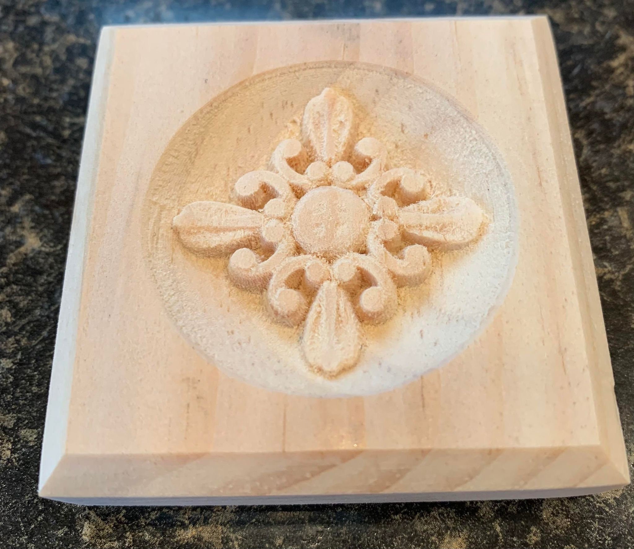 Northern Star Wood Trim Block: Engraved Rosette Decor - Etsy