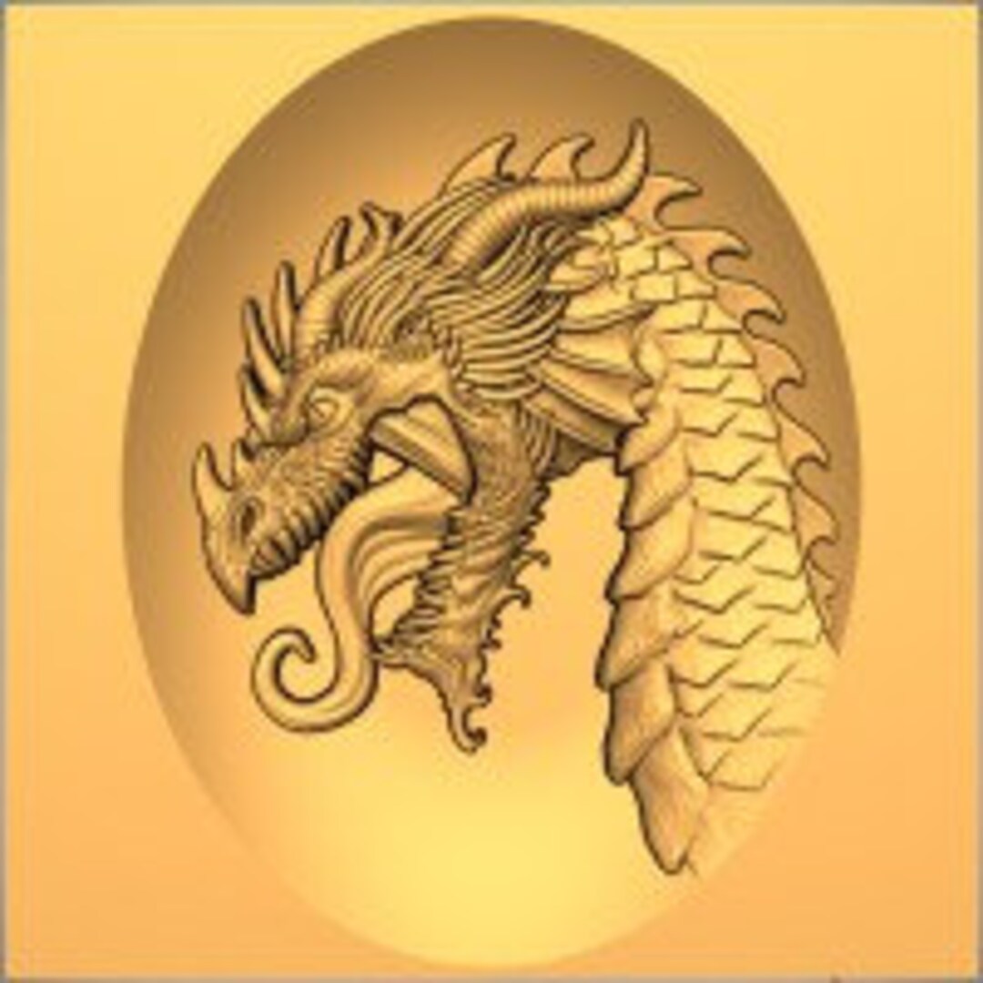 Dragon Bust Engraved Wood Block Custom Hardwood Rosette Decorative Trim ...