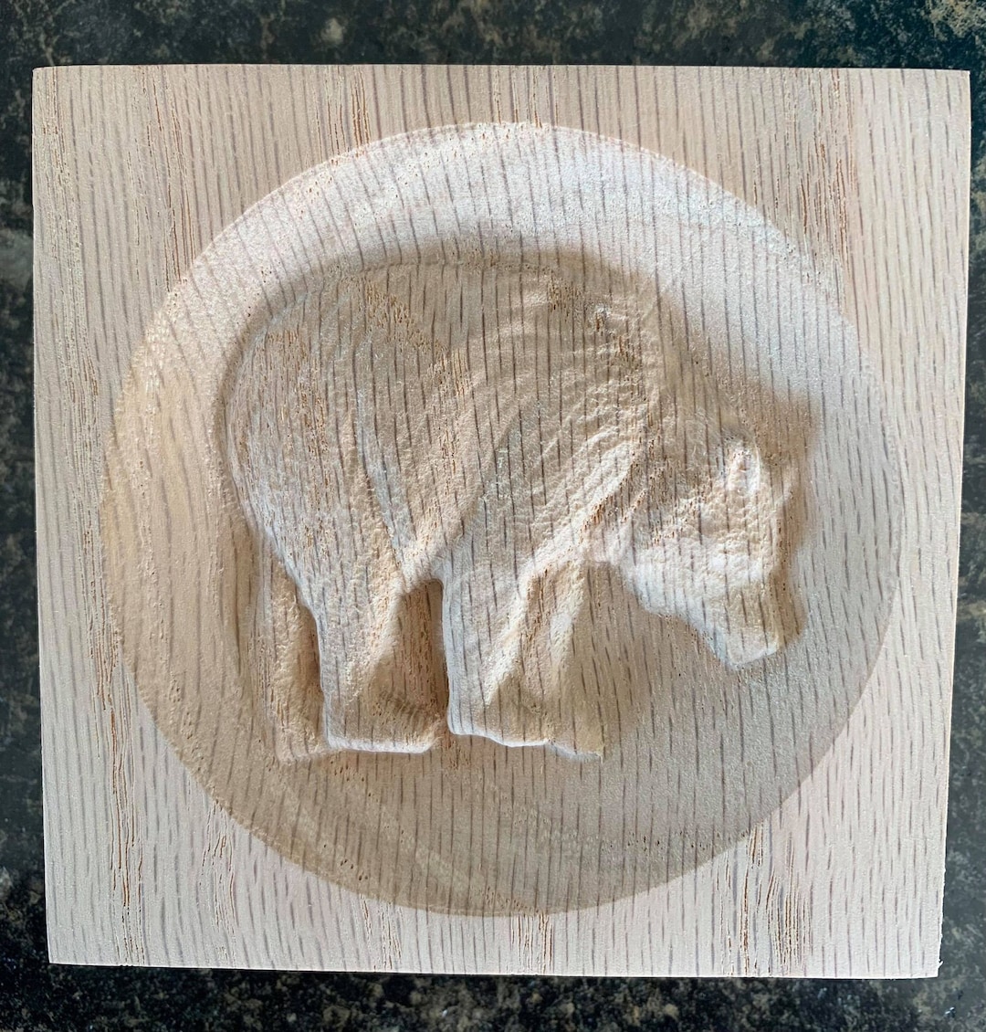 Bear Engraved Wood Block Custom Hardwood Rosette Decorative Trim Accent ...