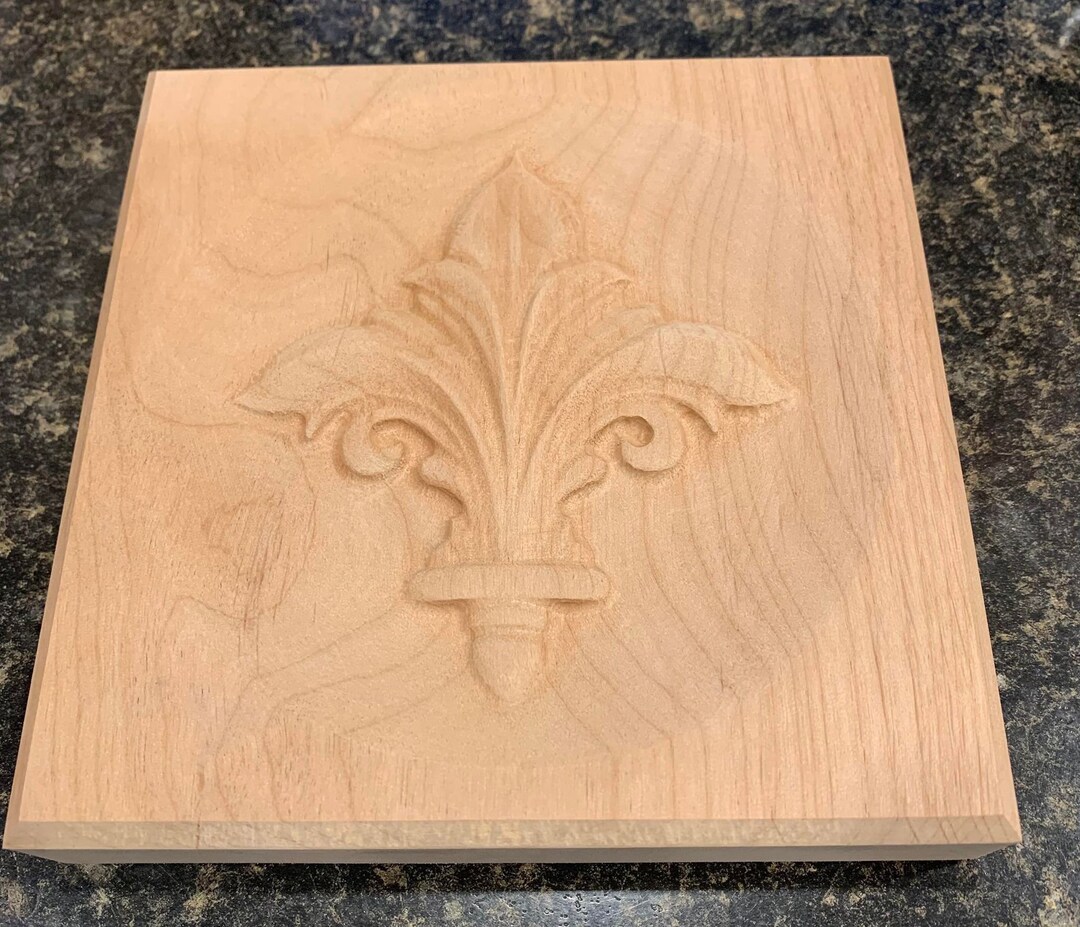 Fleur De Lis Engraving Trim Wood, Corner Trim Block, Door Trim Block ...