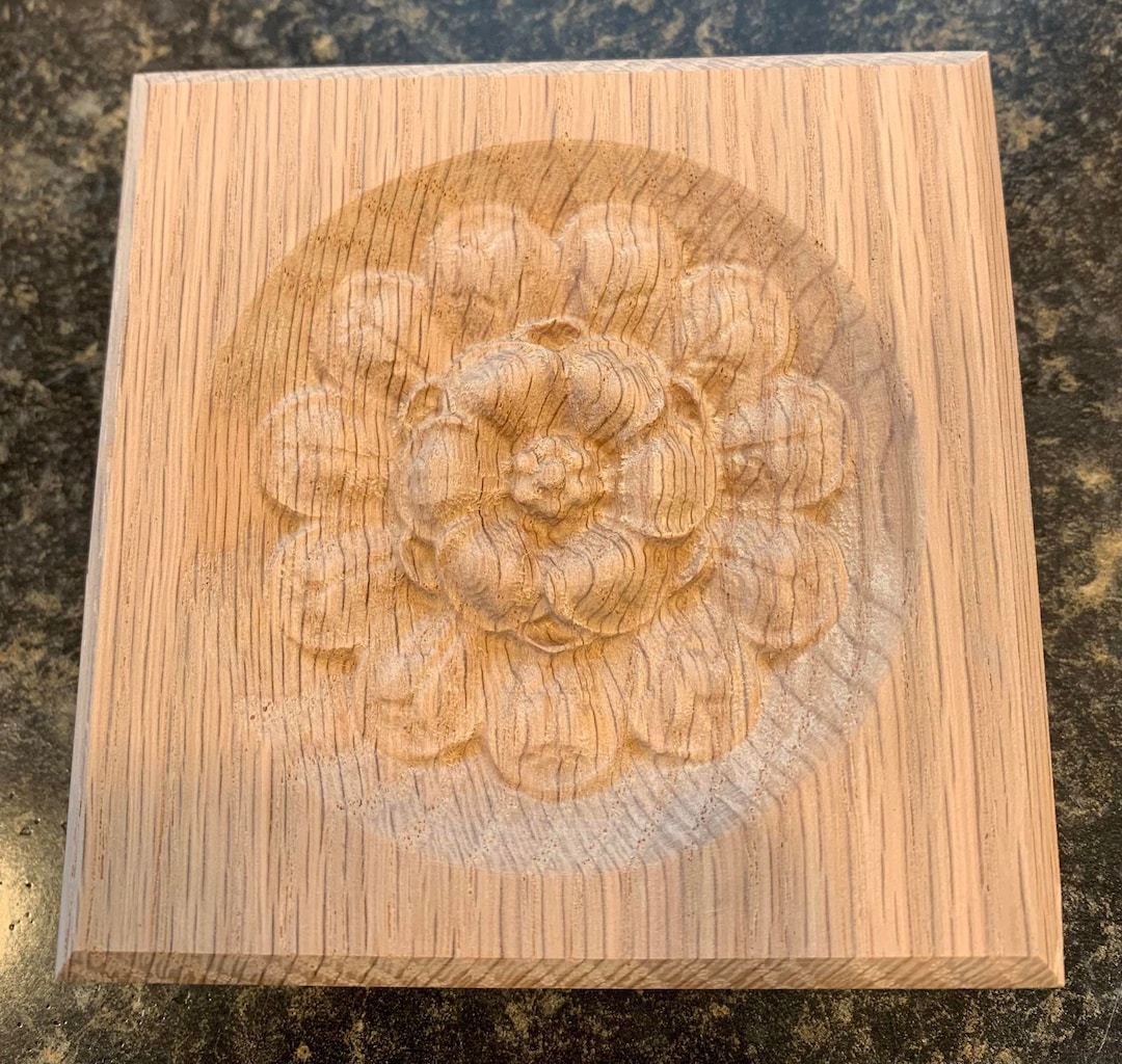 Flower Flourish 211 Engraved Wood Block Custom Hardwood Rosette ...