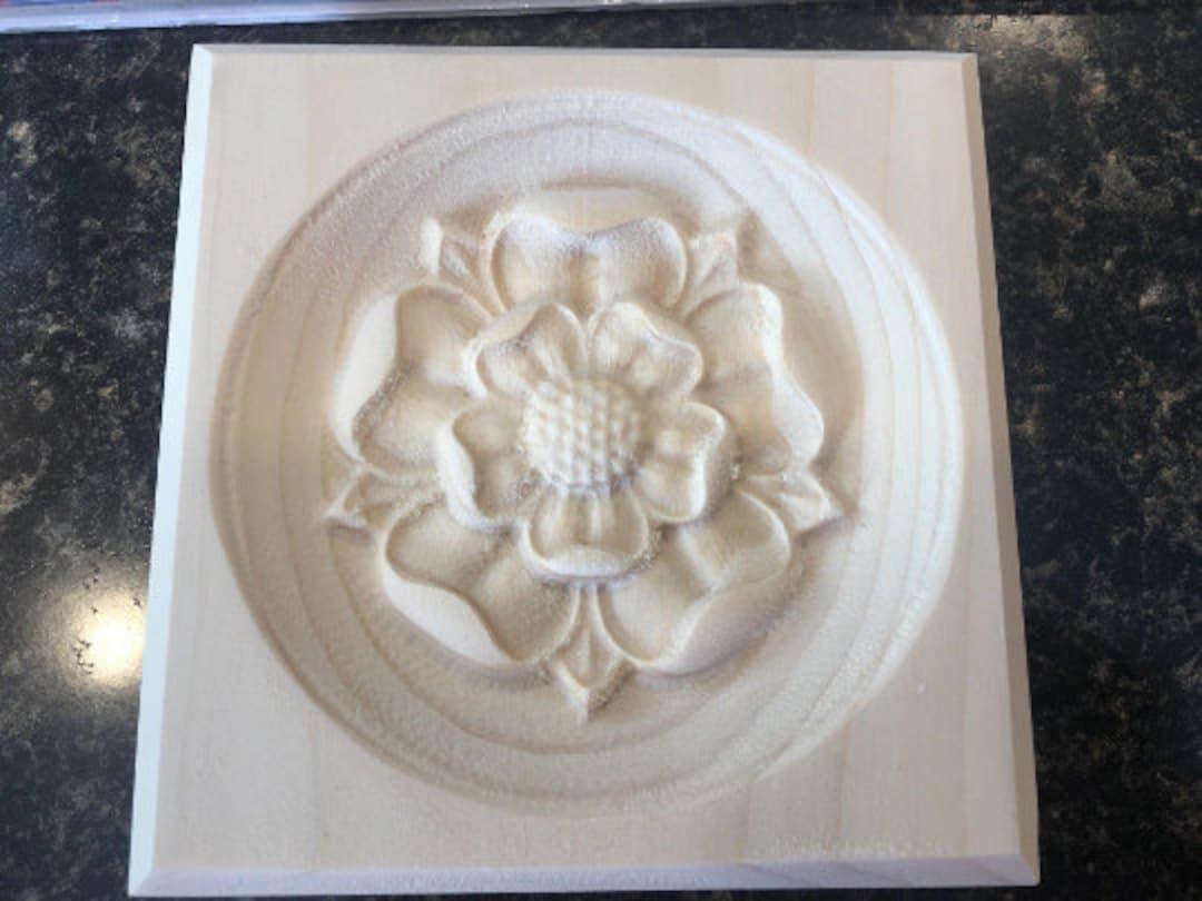 Tudor Rose Engraving Trim Wood, Corner Trim Block, Door Trim Block ...