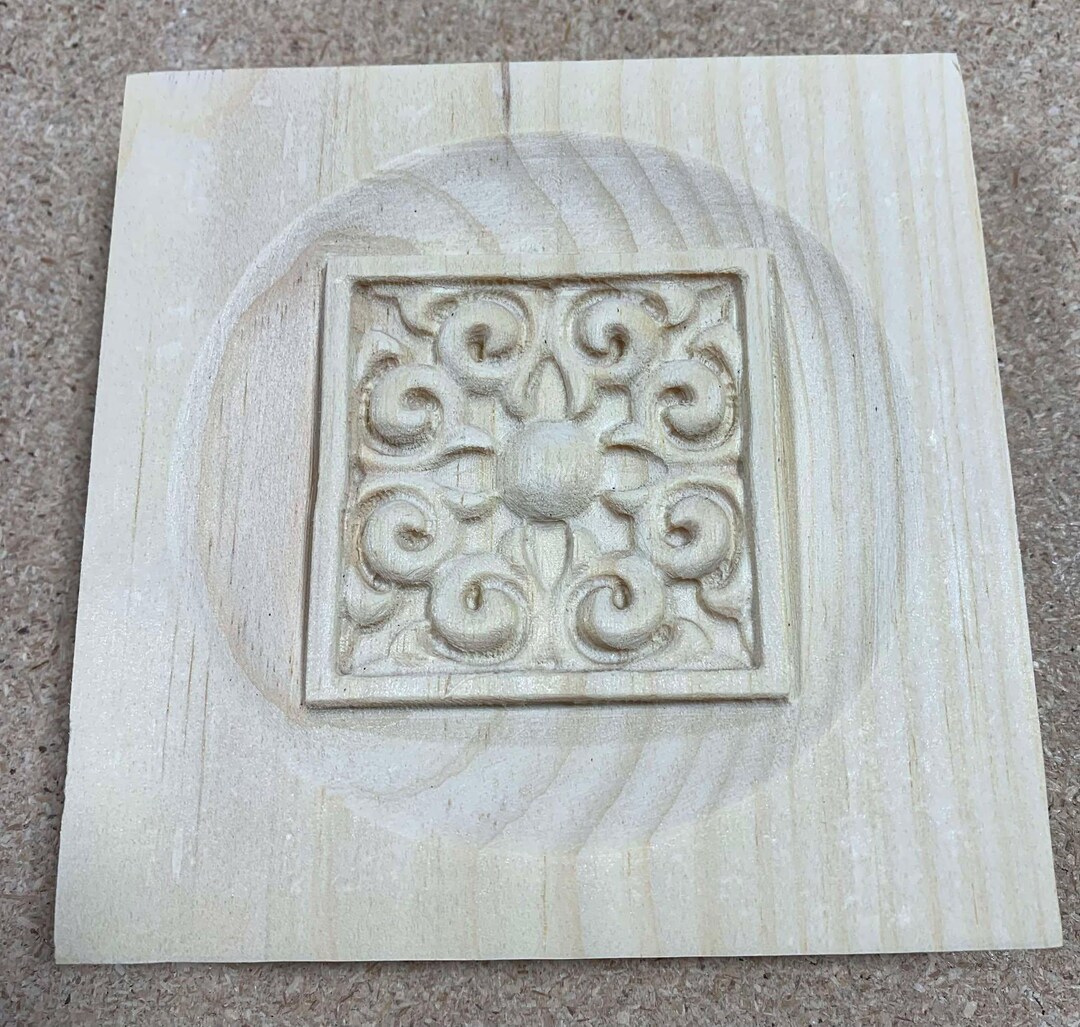 Square Panel 1 Engraving Trim Wood Corner Trim Block, Door Trim Block ...