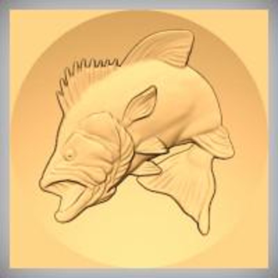 Leaping Bass Fish Engraved Wood Block Custom Hardwood Rosette ...