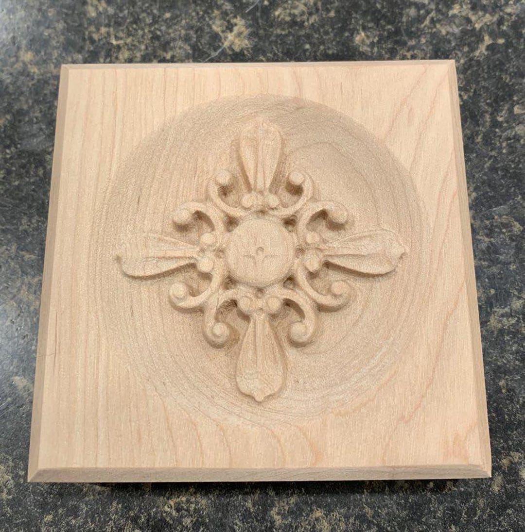 Northern Star Wood Trim Block: Engraved Rosette Decor - Etsy