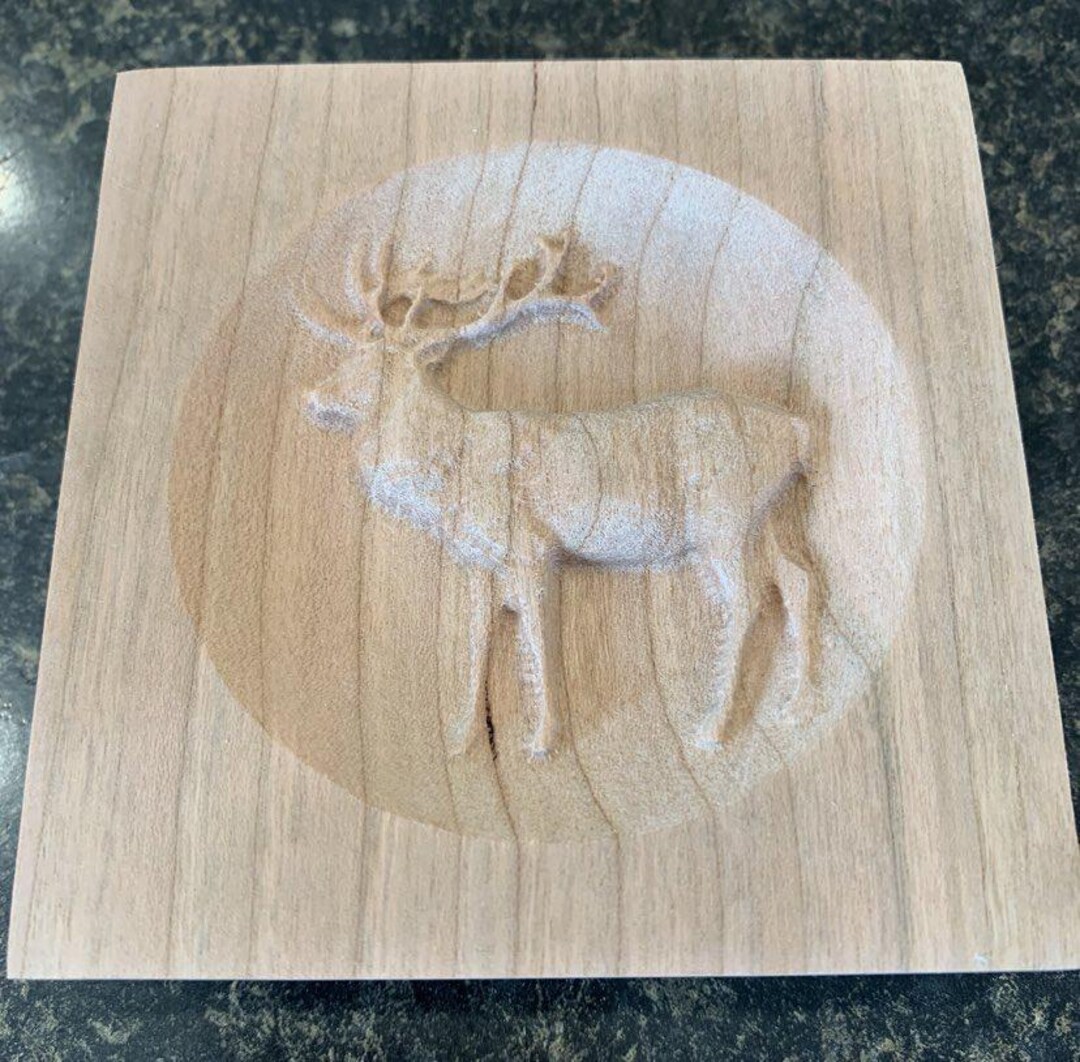 Red Deer Engraved Wood Block Custom Hardwood Rosette Decorative Trim ...