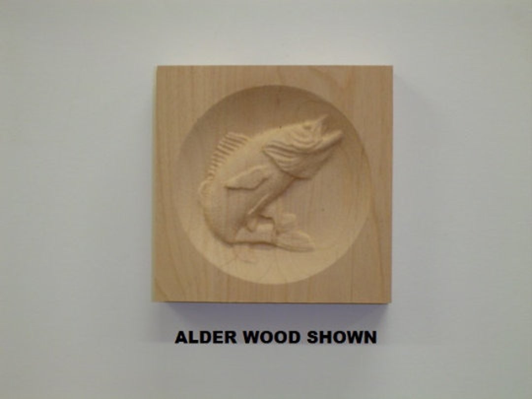 Walleye Fish Engraved Wood Block Custom Hardwood Rosette Decorative ...