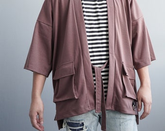 Men's Brown Kimono Cardigan Noragi Jacket Oversized Japan - Etsy