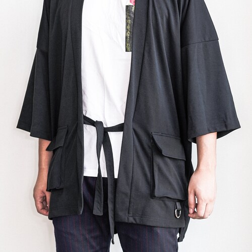 Men's Black Long Japan Kimono Cardigan Man Noragi Coat - Etsy