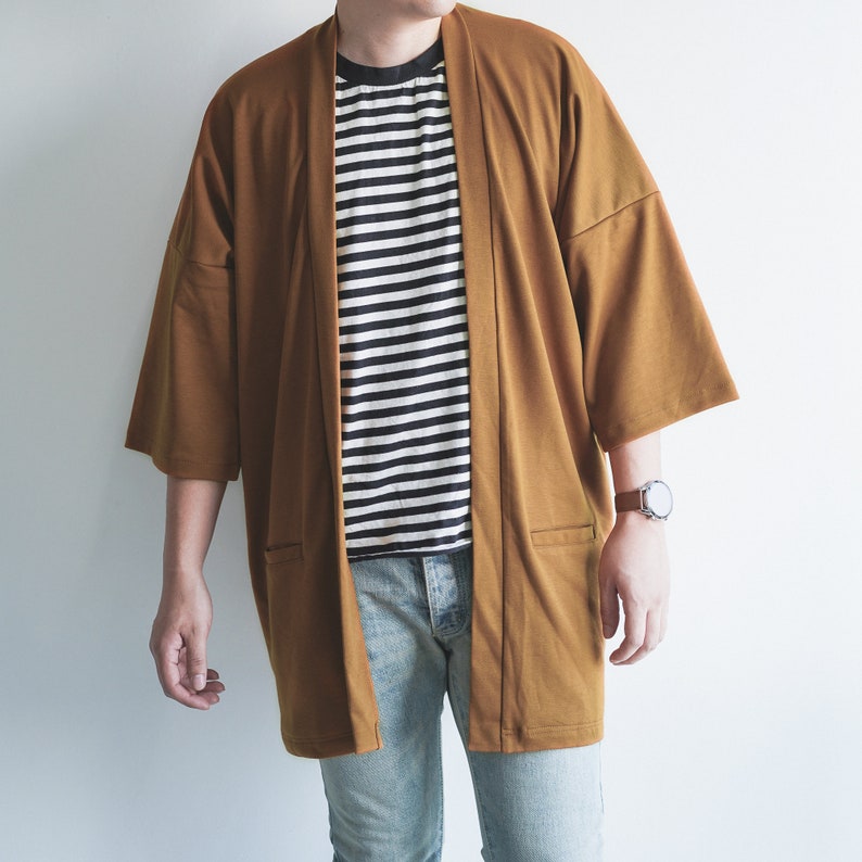 Men's Mustard Japan Kimono Cardigan Man Noragi Coat - Etsy