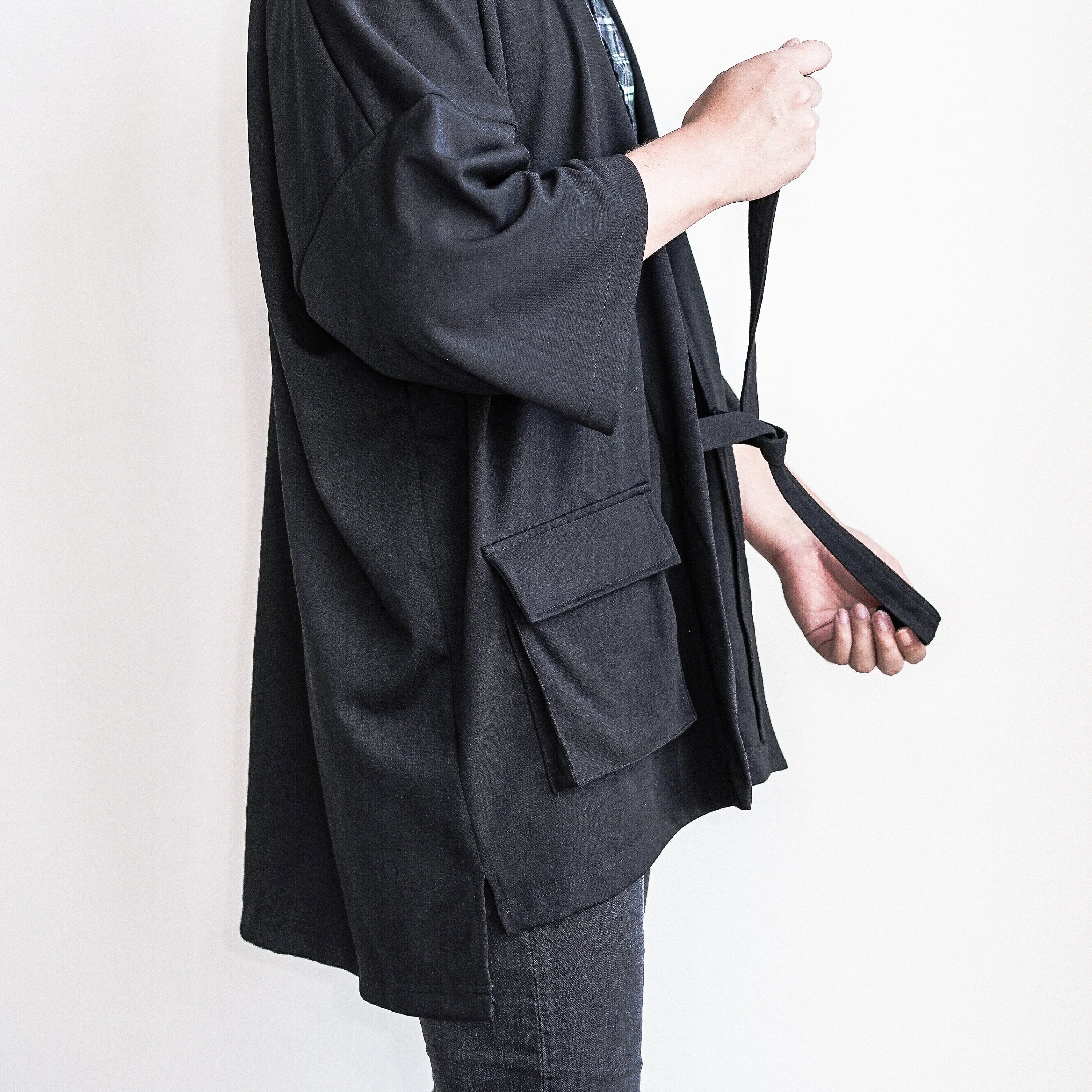 Men's Black Cargo Noragi With Belts Long Japan Kimono | Etsy