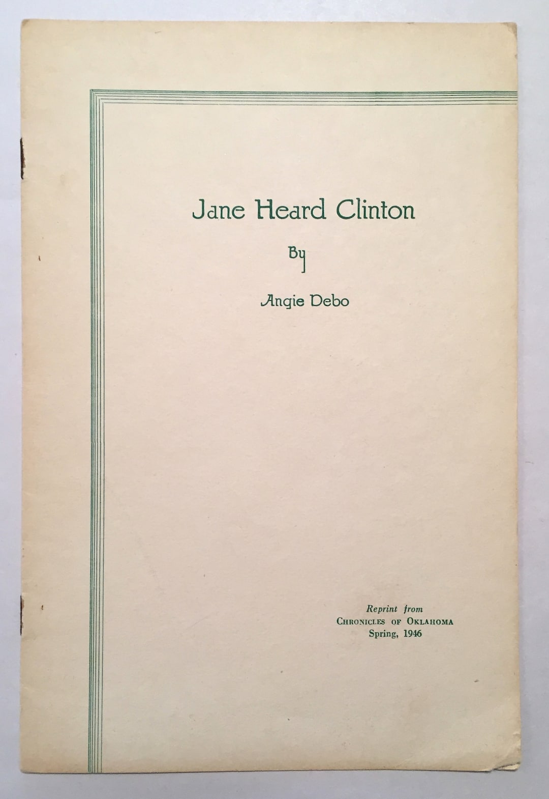Angie Debo: Jane Heard Clinton – 1946 Oklahoma History Pamphlet - Etsy